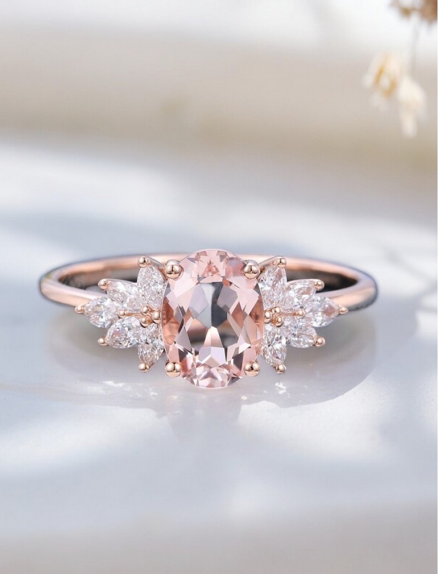 Morganit Ve Markiz Pırlanta Tasarım Yüzük | MY DIAMOND