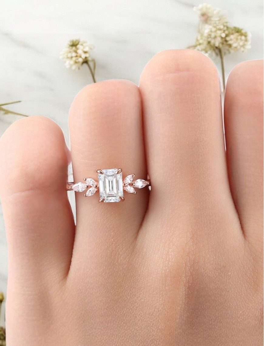 1 Karat Markiz Ve Emerald Pırlanta Düğün Yüzüğü | MY DIAMOND