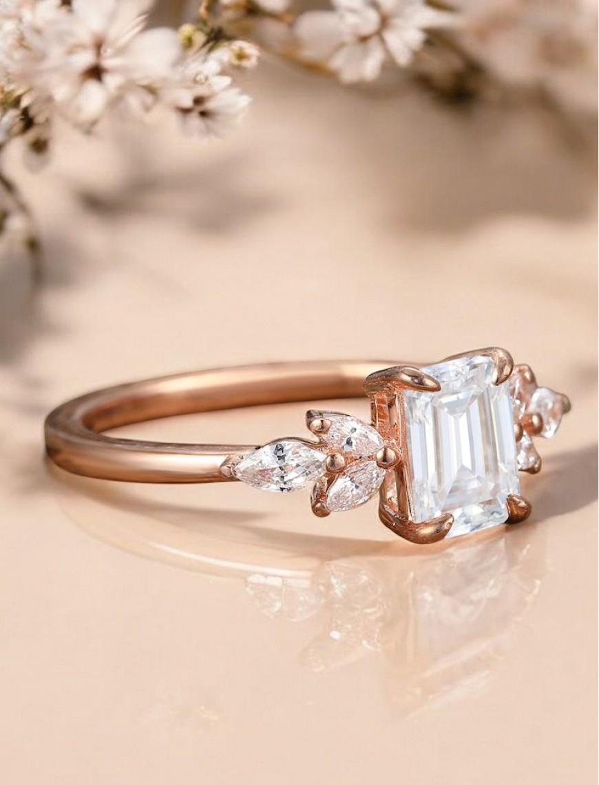 1 Karat Markiz Ve Emerald Pırlanta Düğün Yüzüğü | MY DIAMOND