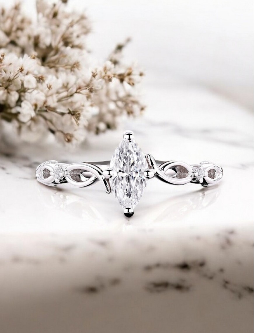 Özel Tasarım Markiz Pırlanta Tektaş Yüzük | MY DIAMOND