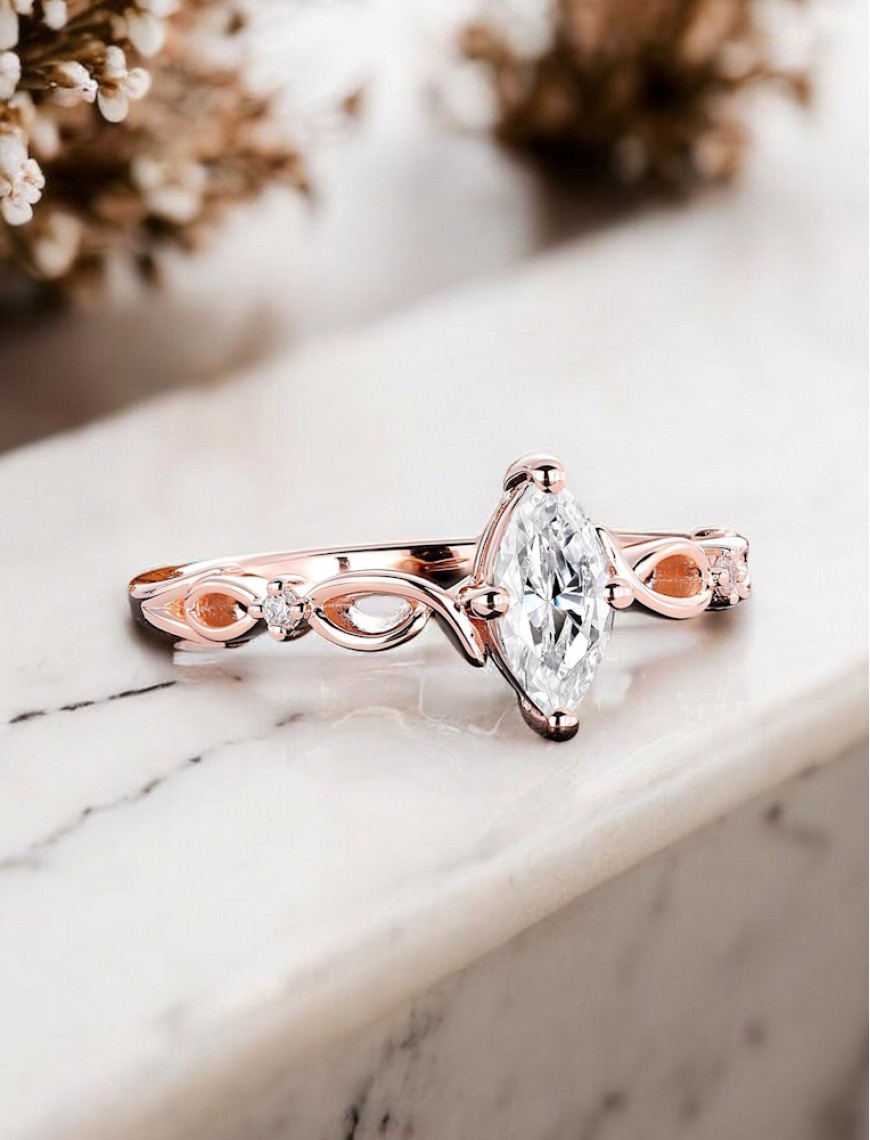 Özel Tasarım Markiz Pırlanta Tektaş Yüzük | MY DIAMOND