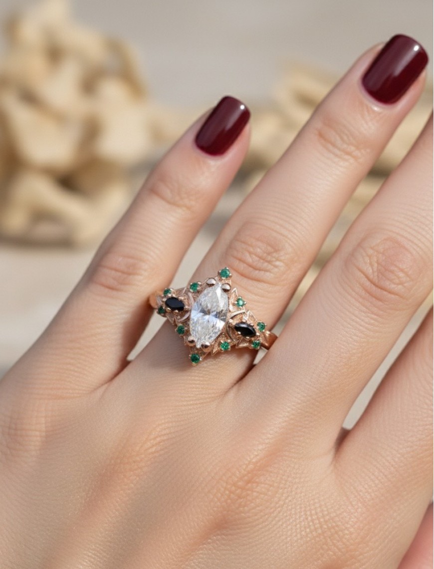 Markiz Pırlantalı Vintage / Retro Tasarım Yüzük | MY DIAMOND