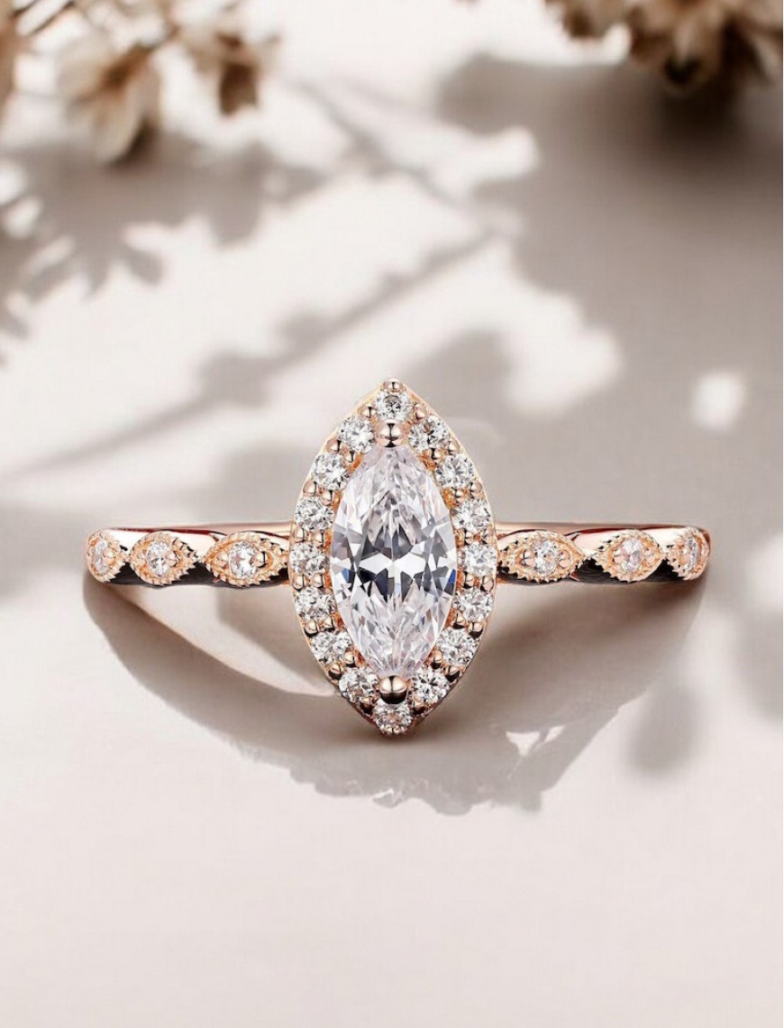 Markiz Pırlanta Vintage Tasarım Tektaş Yüzük | MY DIAMOND